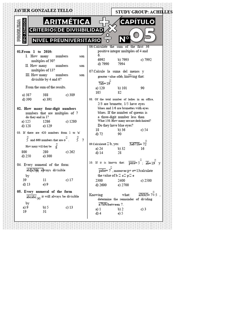 Divisibility Criteria | PDF | Division (Mathematics) | Discrete Mathematics
