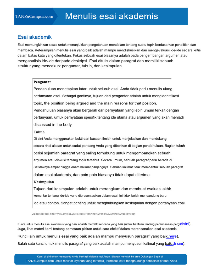 Panduan Menulis Esai Akademis Efektif | PDF