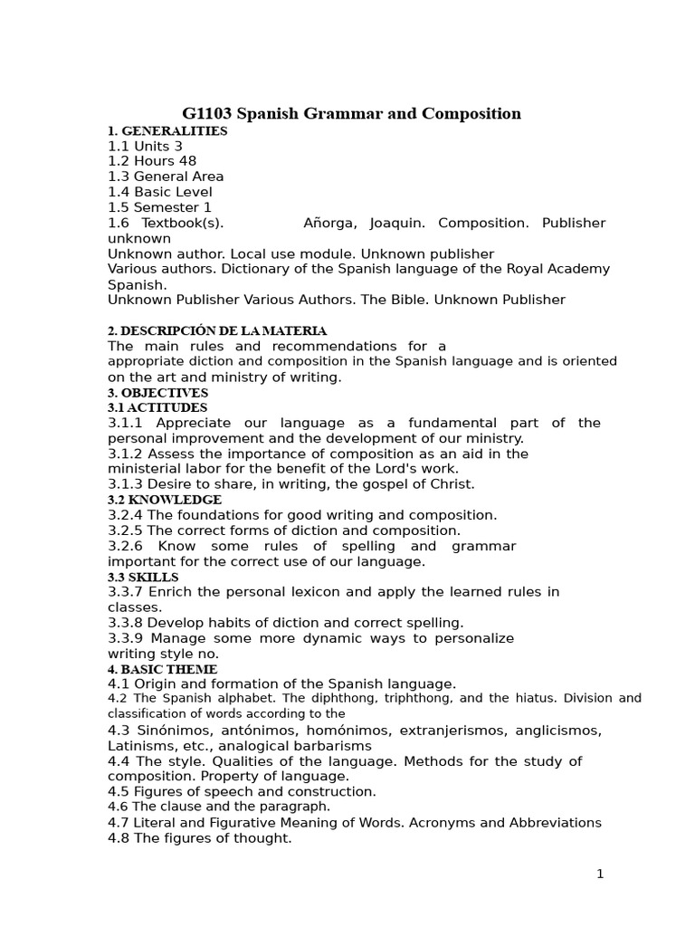 Spanish Grammar and Composition Guide | PDF | Spanish Language | Vowel