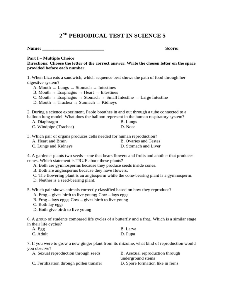 DTC - PT - Q2 SCIENCE 5 MATATAG With TOS KEY | PDF | Seed | Sexual Reproduction