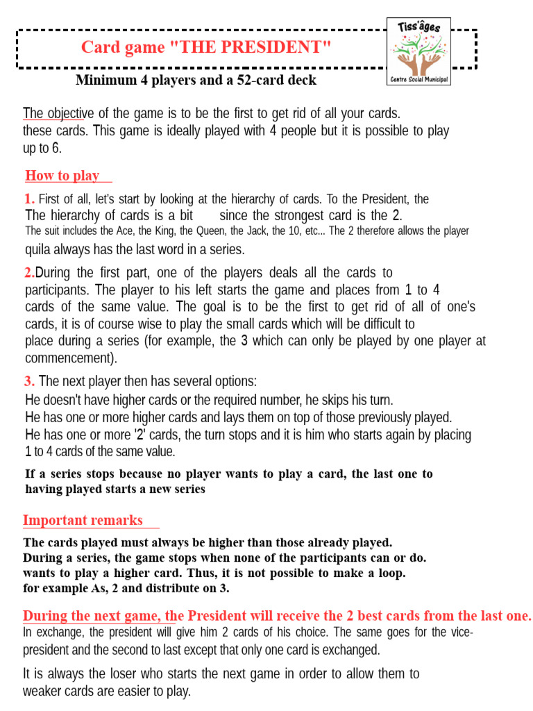 How to Play the Card Game "The President" | PDF