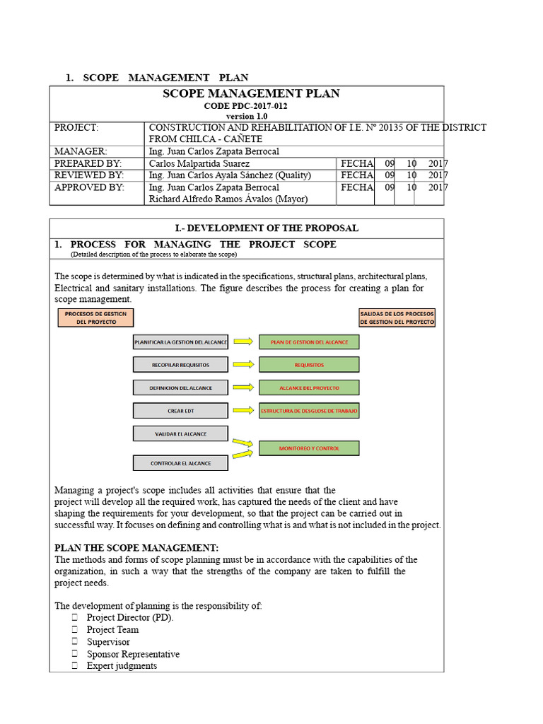 SCOPE MANAGEMENT PLAN.docx | PDF | Project Management