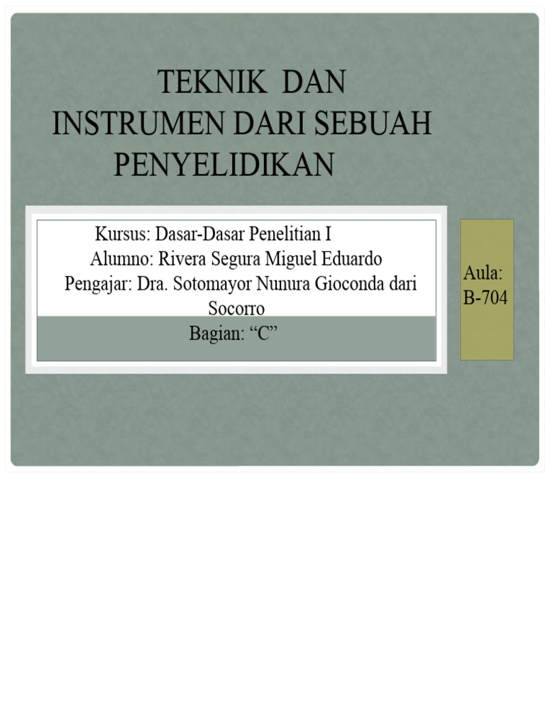 Teknik Dan Instrumen Penelitian | PDF