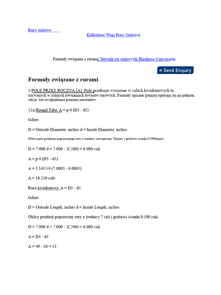 Obliczenia rur | PDF