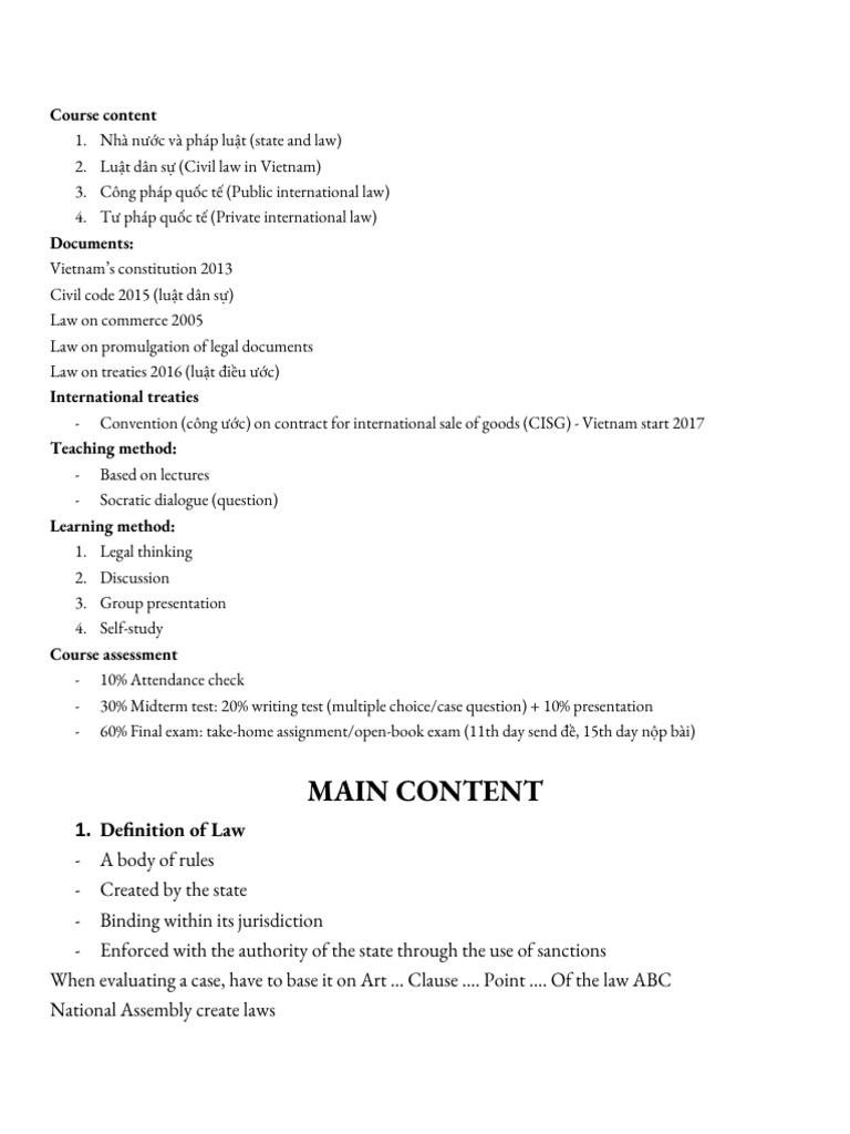 FTU2 - Introduction To Law - Notes | PDF | Precedent | Case Law