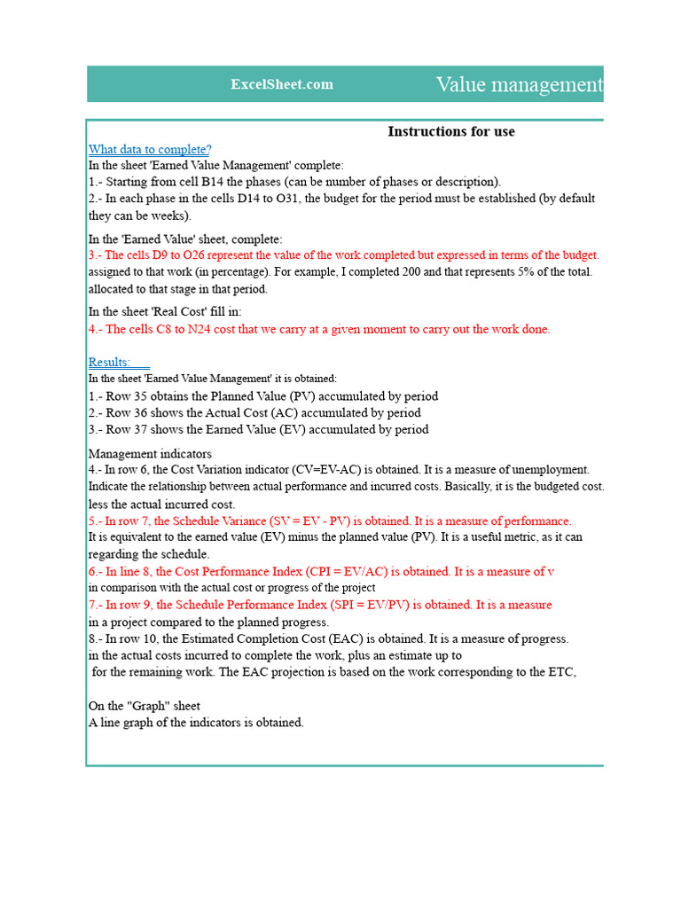 excel-sheet-for-earned-value-management | PDF | Project Management ...