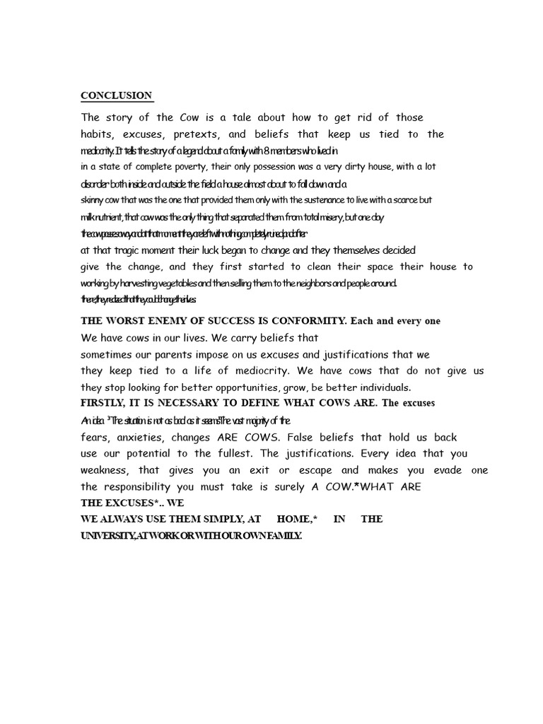 Conclusion of The Cow Work | PDF