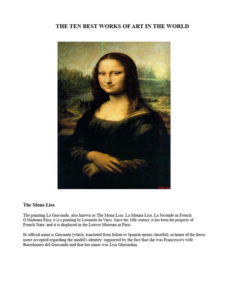 The Ten Best Works of Art in the World | PDF | Leonardo Da Vinci | The Arts