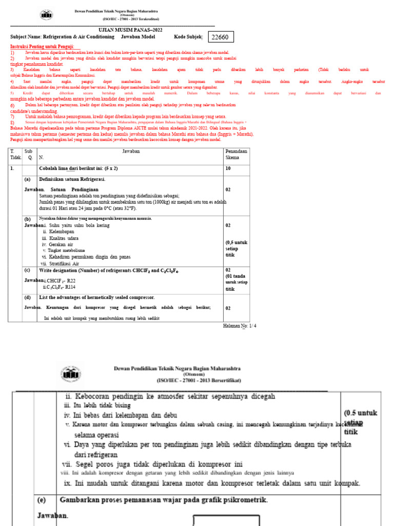 22660-2022-Jawaban model musim panas-kertas[ sumber belajar Msbte] | PDF