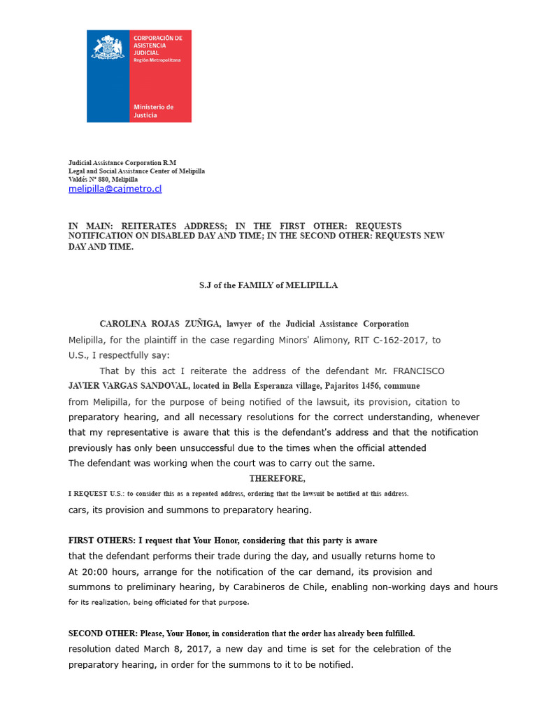 Reiterates Address Requests Notification On Non-Business Day and Time ...