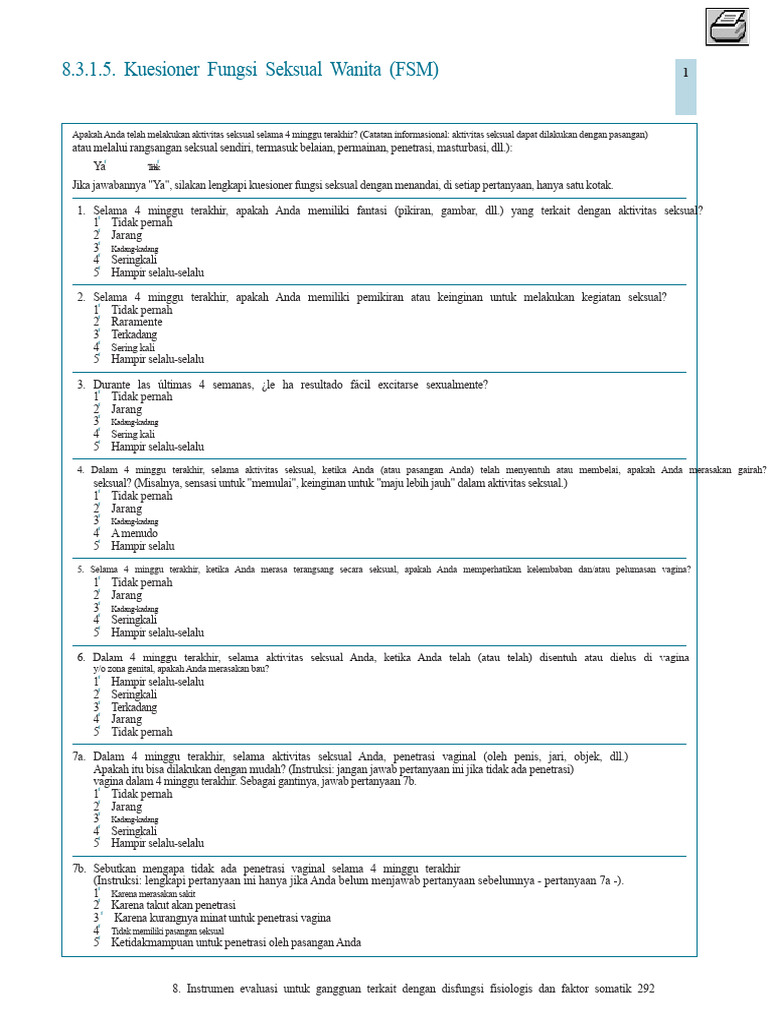 Kuesioner Fungsi Seksual Wanita (FSM) | PDF
