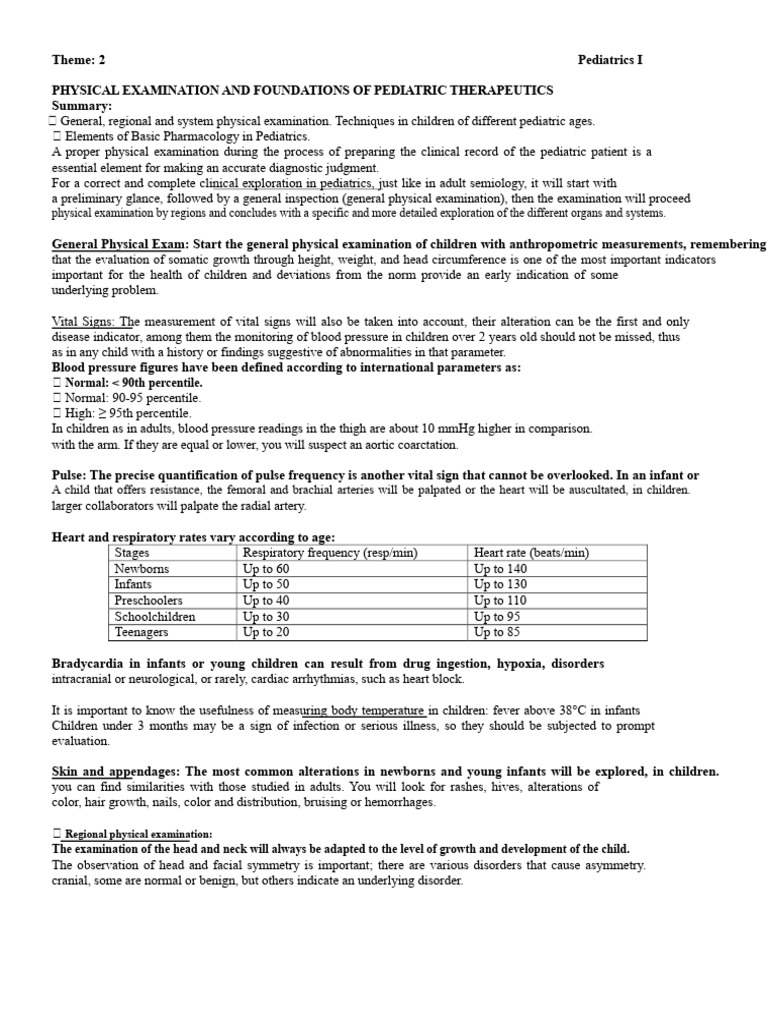 4th Year Pediatrics 1 Class 2 | PDF | Physical Examination | Medical ...
