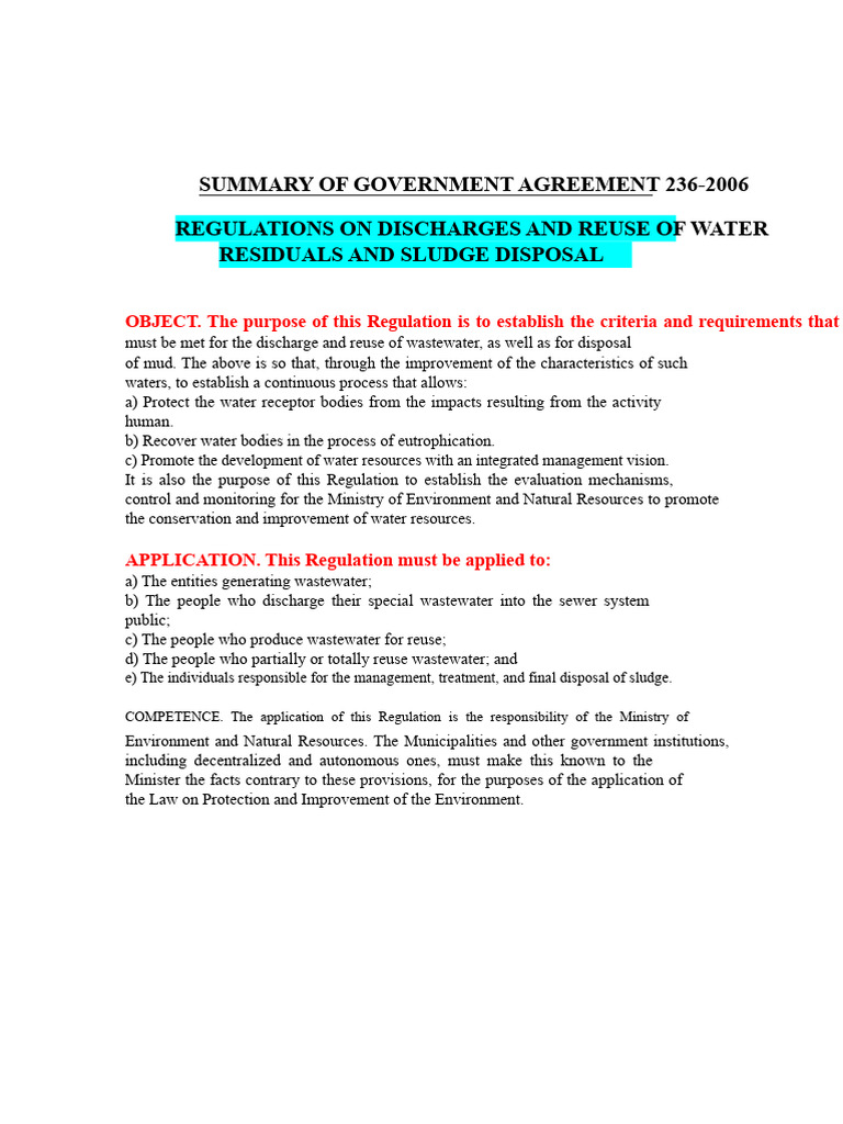 Summary of Government Agreement 236 | PDF | Waste Management ...