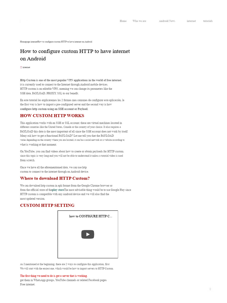 How To Configure Custom HTTP To Have Internet On Android | PDF | Computer Engineering | Internet ...
