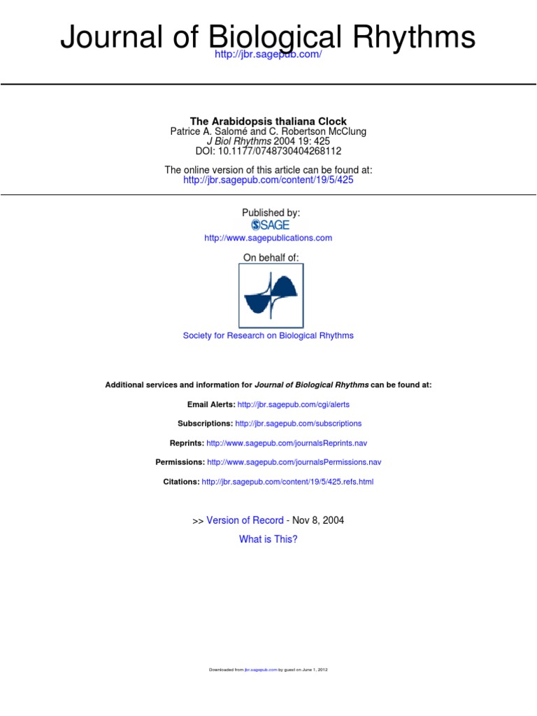 Journal of Biological Rhythms | PDF | Clock | Gene Expression
