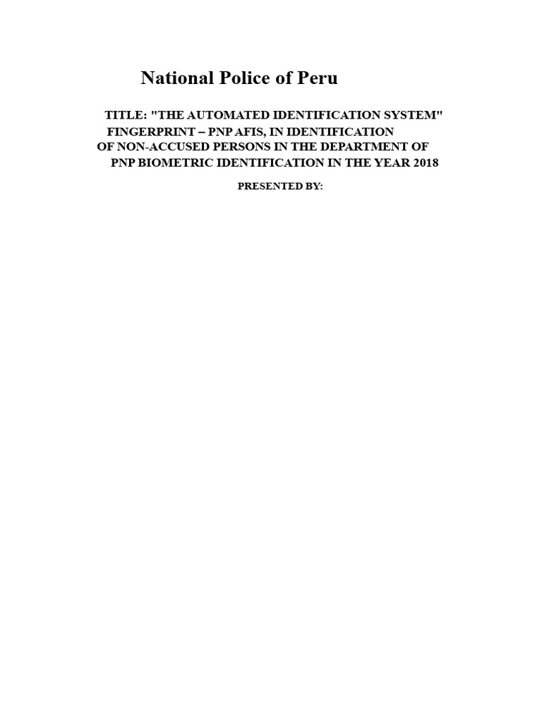 Final Thesis The AFIS PNP | PDF | Fingerprint | Identity Document