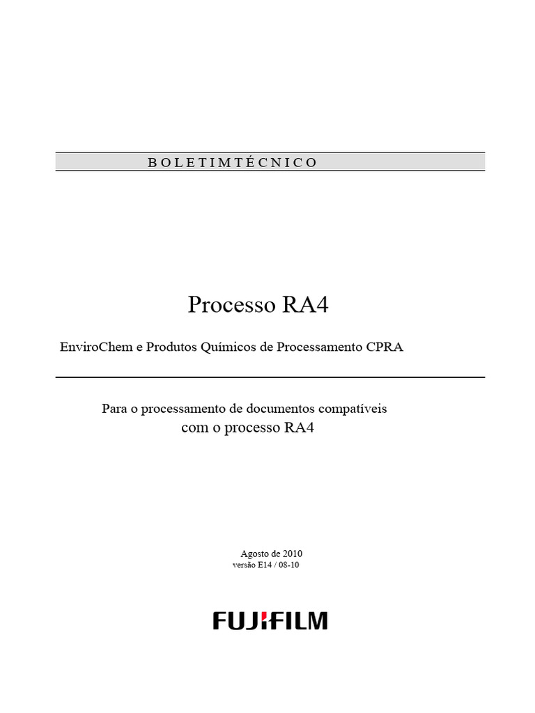 Fujifilm RA4 | PDF | Fixação (Histologia) | Desperdício