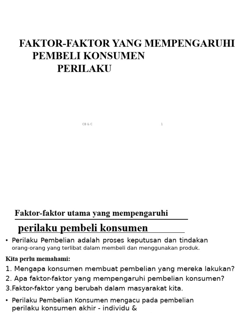 Faktor Pengaruh Perilaku Pembeli Konsumen | PDF