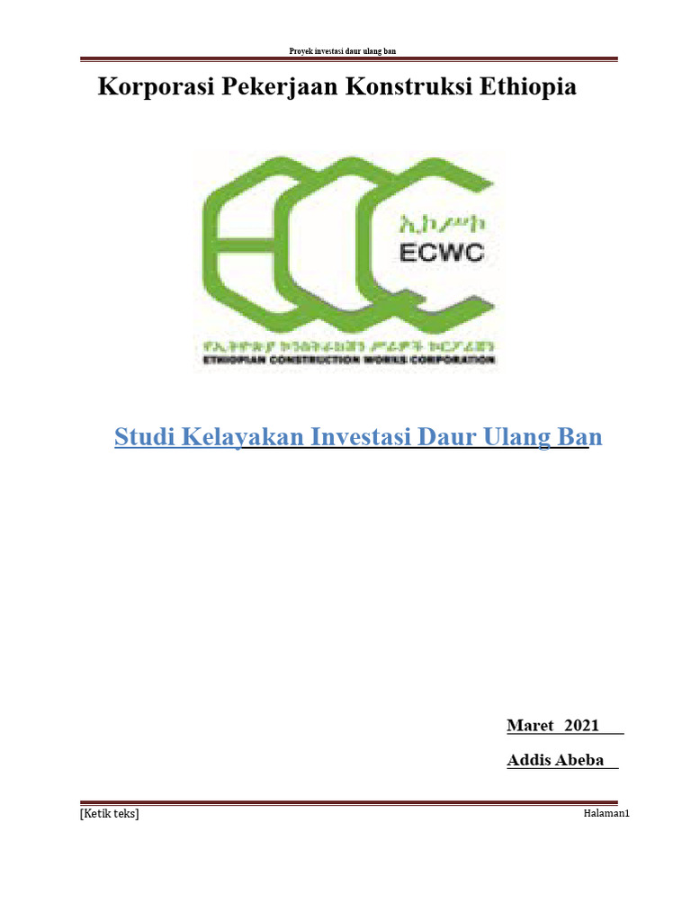 Studi Kelayakan Daur Ulang Ban Ethiopia | PDF
