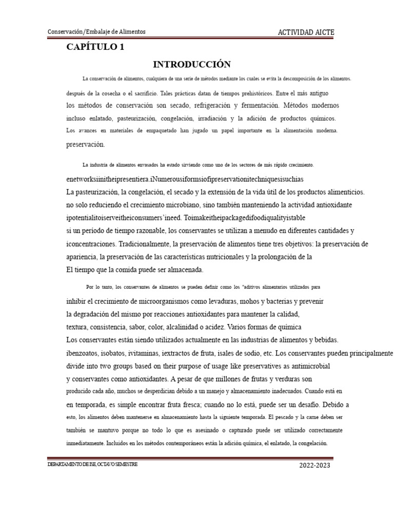 Varshitha (1HK19IS082) CONSERVACIÓN DE ALIMENTOS | PDF | Conservación de los alimentos | Alimentos