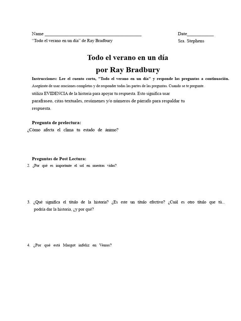 Todas Las Preguntas Del Verano en Un Día | PDF