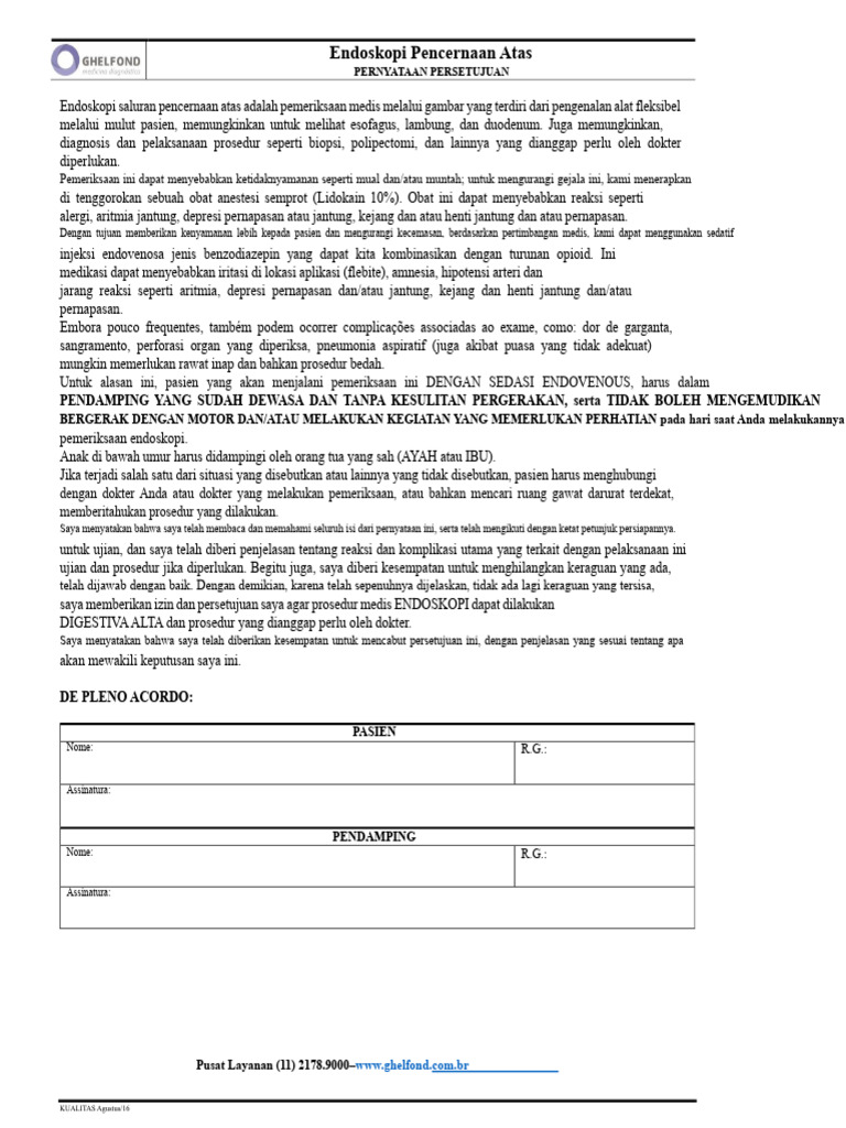 Endoskopi - Formulir Persetujuan Dan Kuesioner Baru Logo | PDF