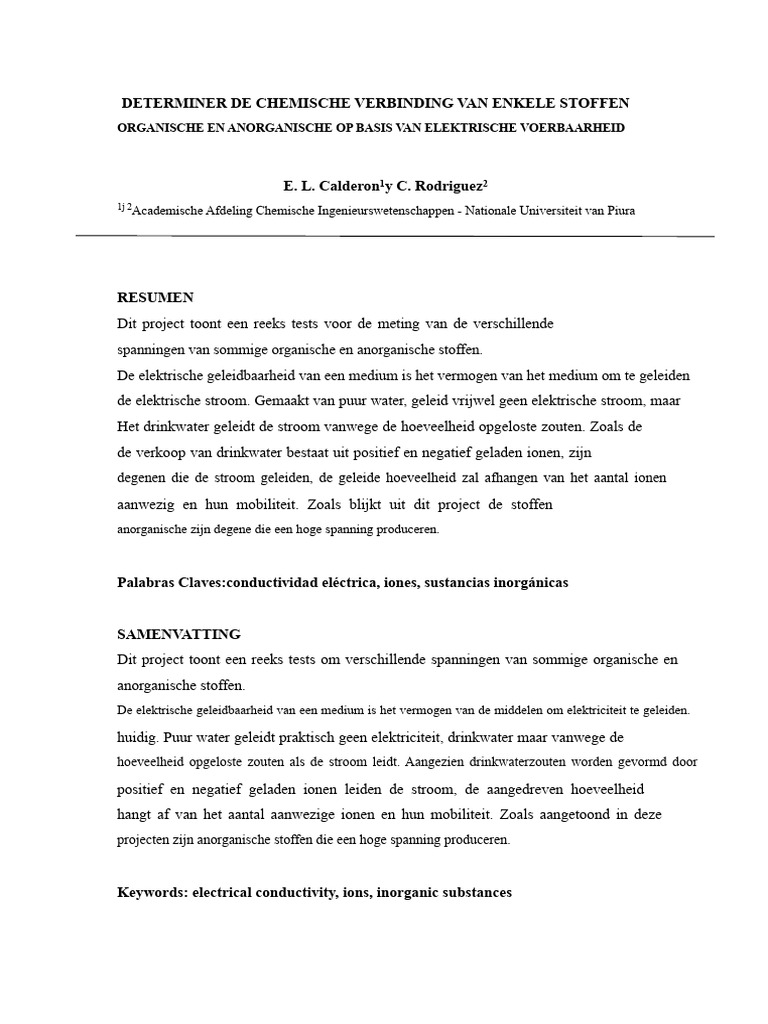 Determiner de Chemische Verbinding Van Enkele Stoffen | PDF