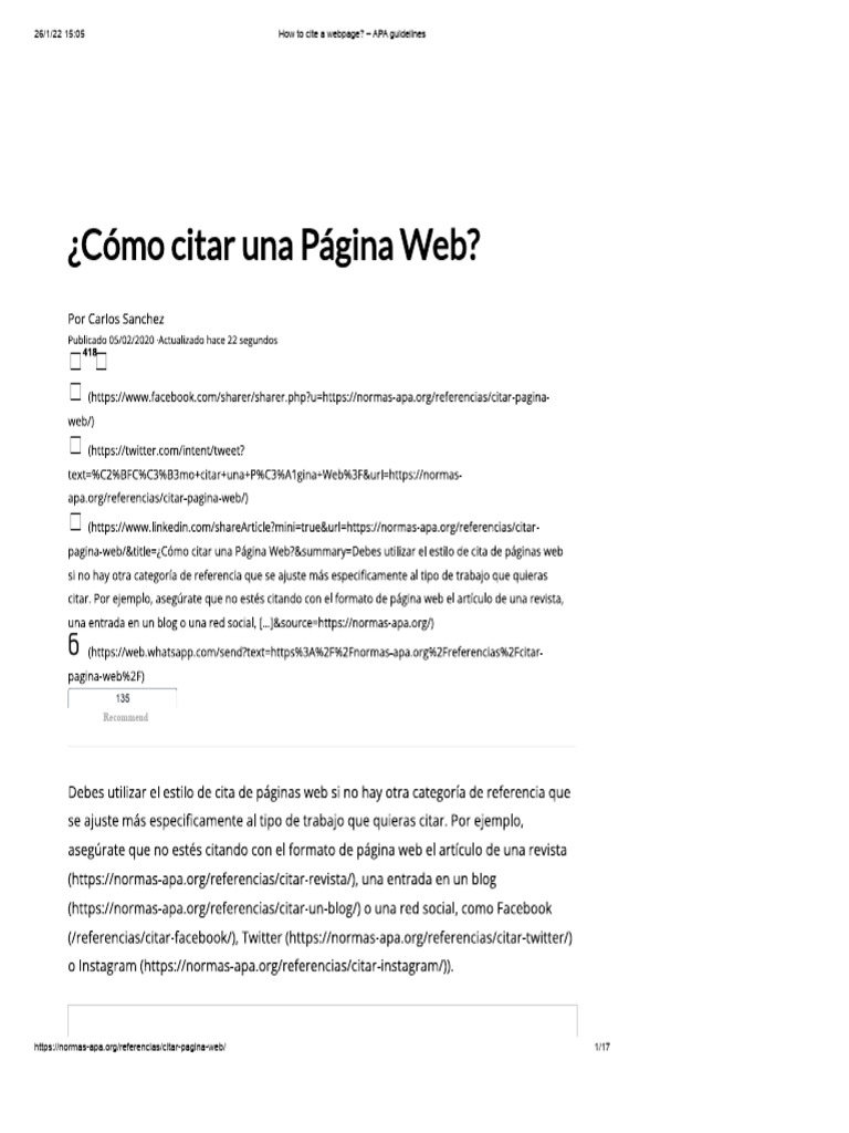 How to cite a webpage - APA guidelines | PDF | Apa Style | Web Page