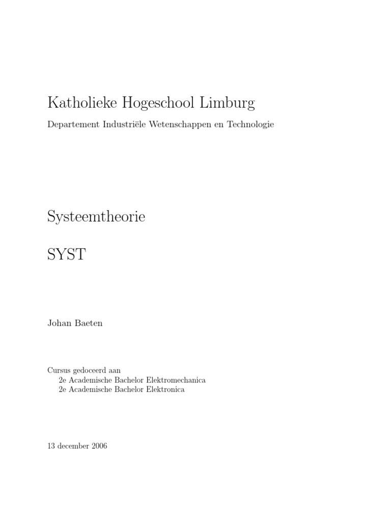 SYST Systeemtheorie | PDF
