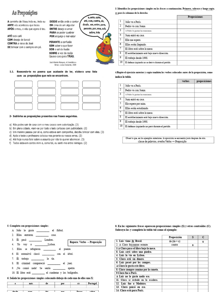 Las Preposiciones | PDF