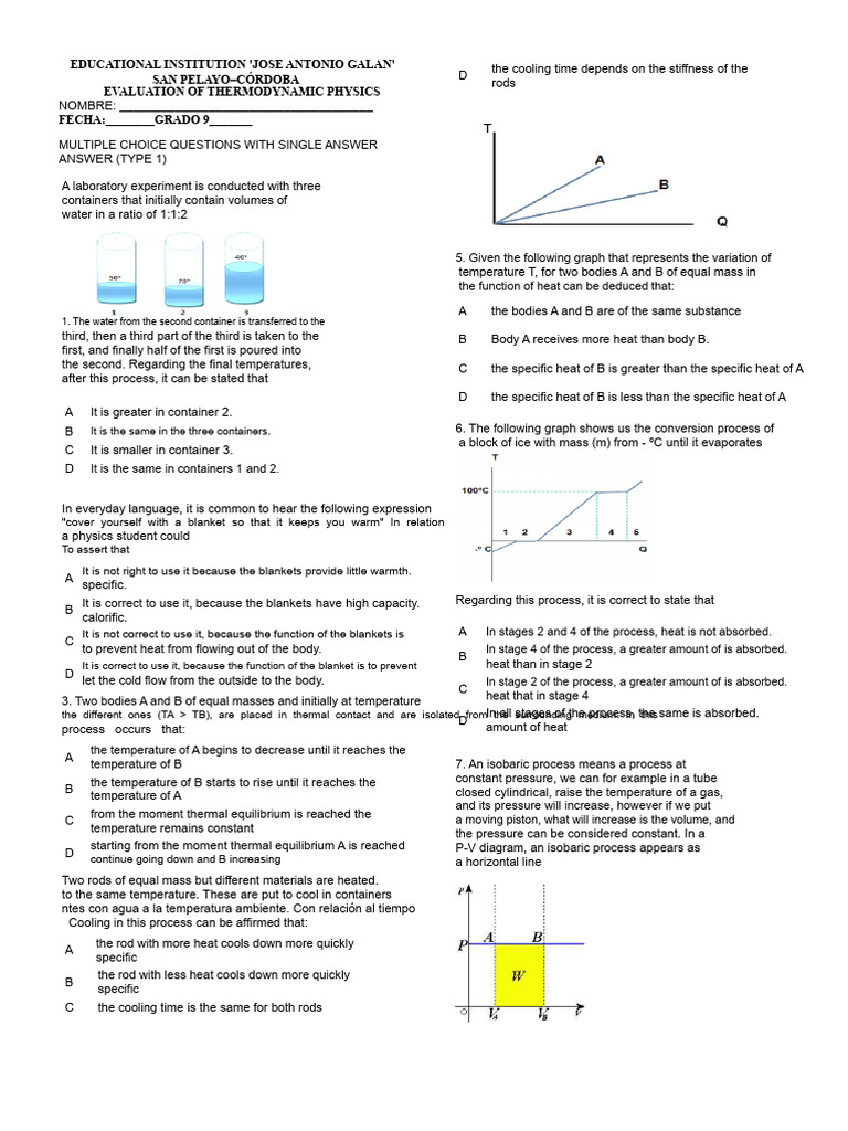 Thermodynamics Grade 9 2019 | PDF | Heat | Temperature