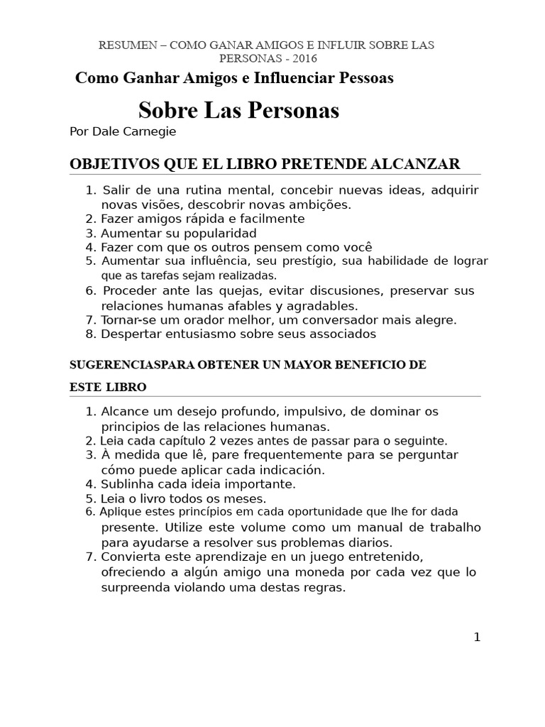 Como Fazer Amigos e Influenciar Pessoas - Dale Carnegie (Resumo) | PDF