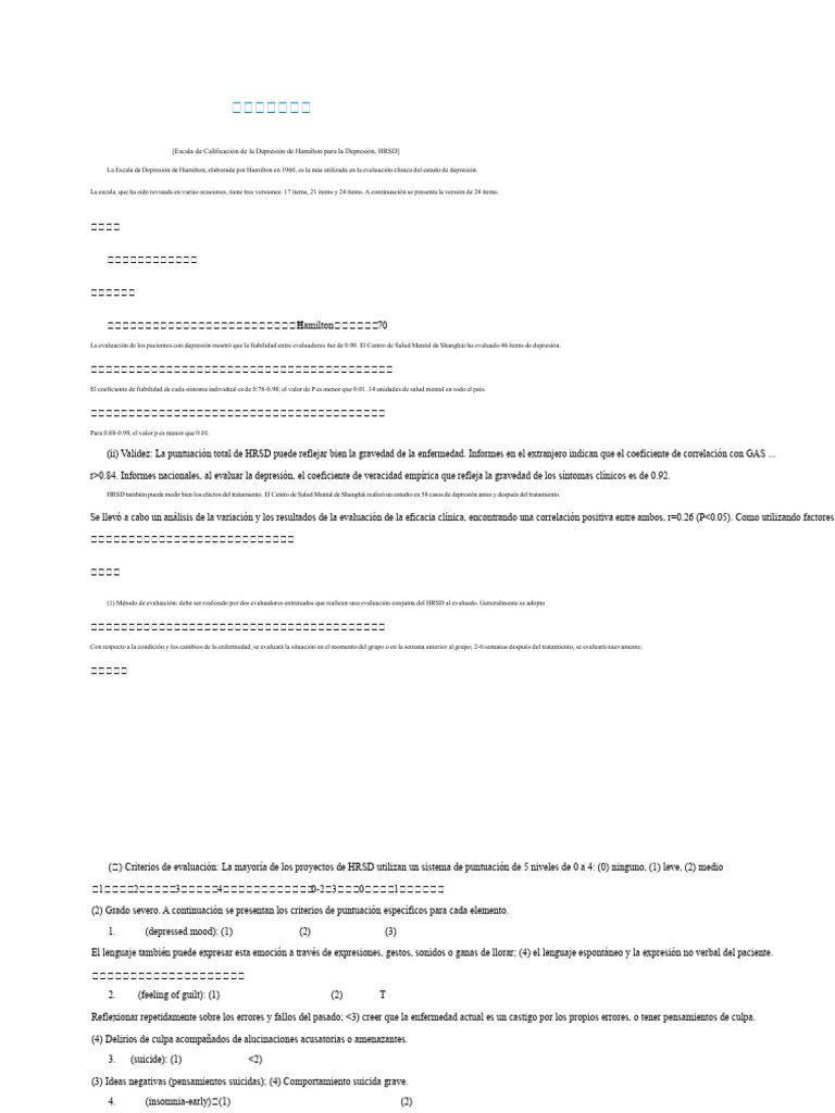 Escala de Calificación de Depresión de Hamilton (Hamilton Depression ...