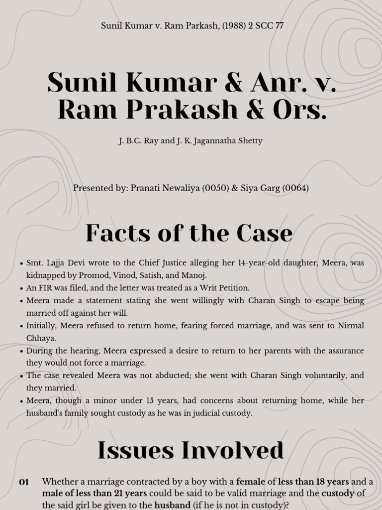 Sunil Kumar & Anr. v. Ram Prakash & Ors. | PDF | Marriage | Child Marriage