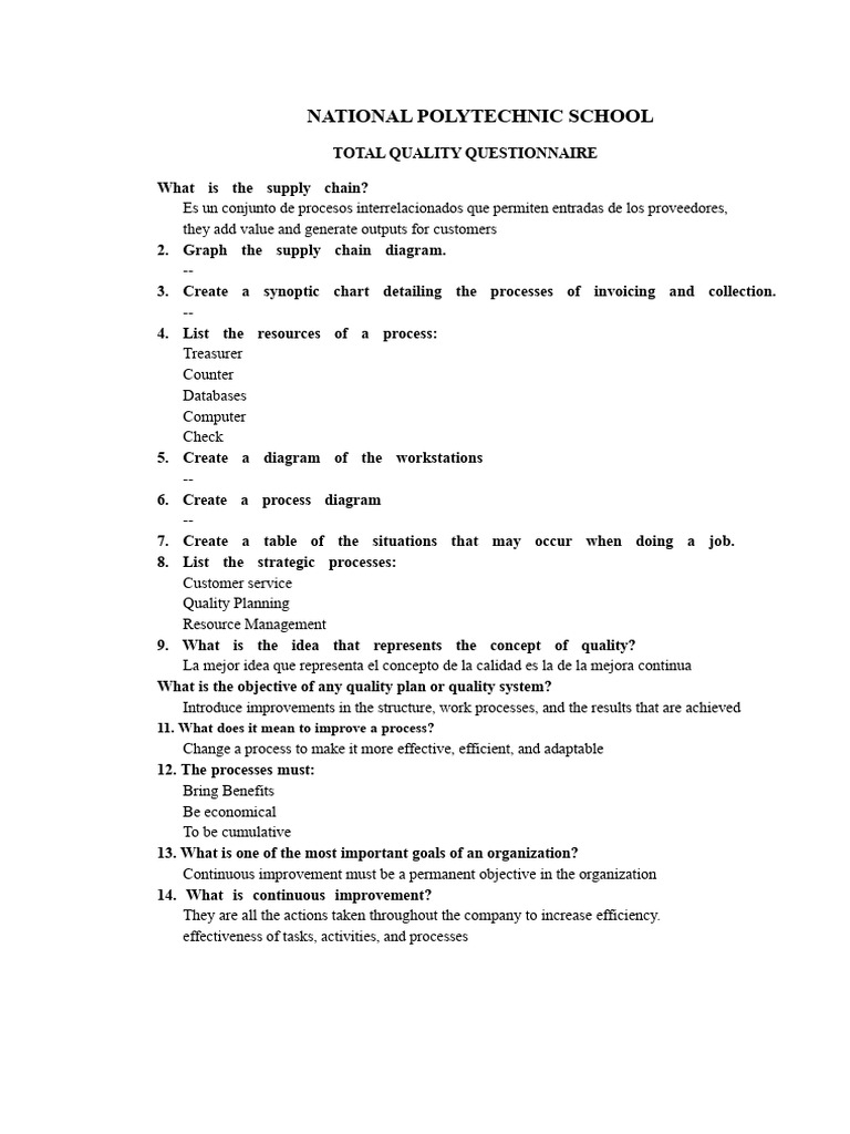 Total Quality Questionnaire Resp1 | PDF | Quality Management | Economies