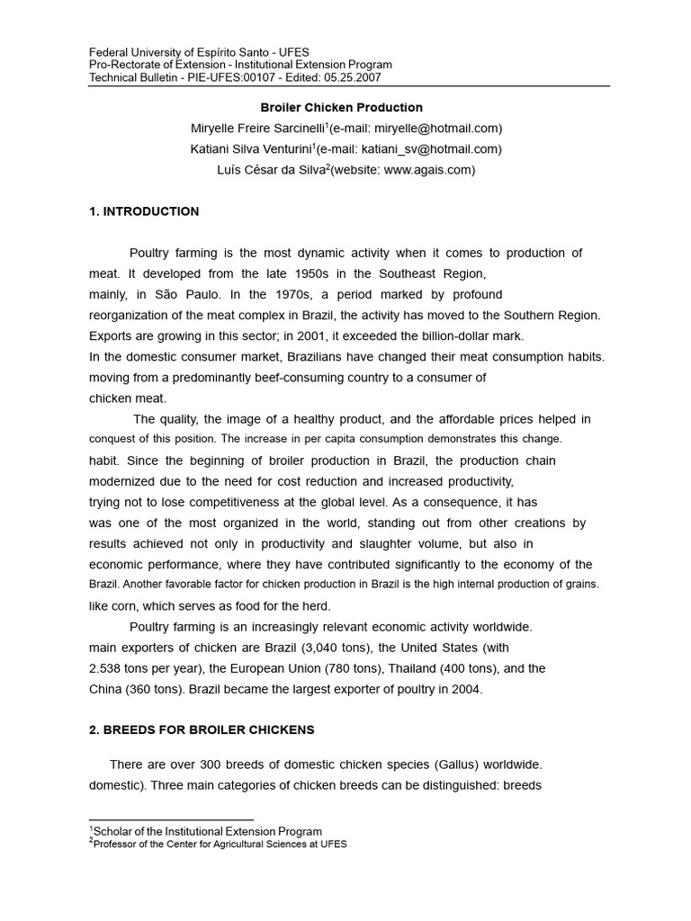 Broiler Chicken Production Manual | PDF | Chicken | Broiler