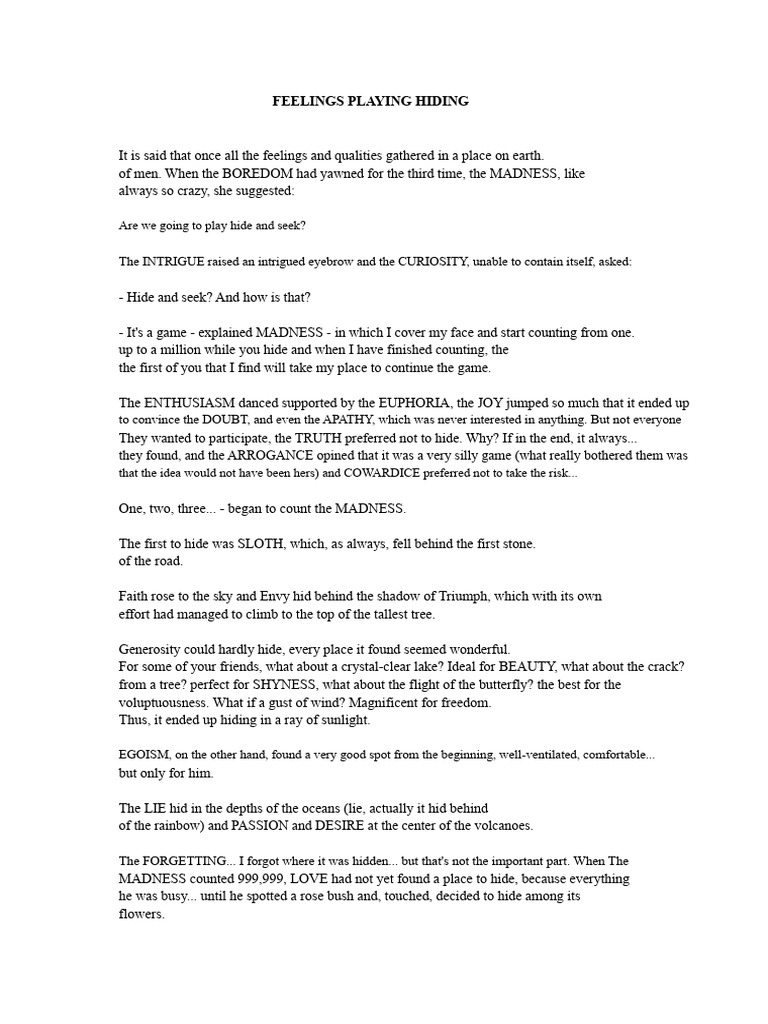 Feelings Playing Hide and Seek | PDF