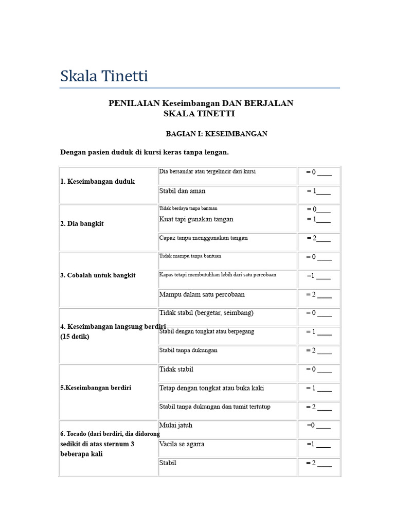 Skala Tinetti | PDF