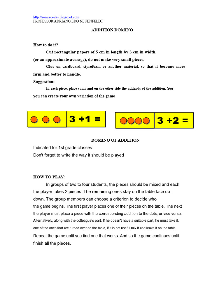Addition Dominoes | PDF