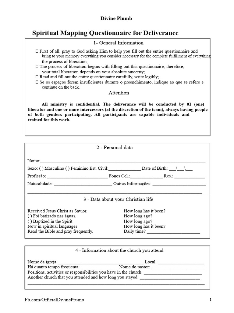 Spiritual Mapping for Deliverance Questionnaire | PDF | Worship ...