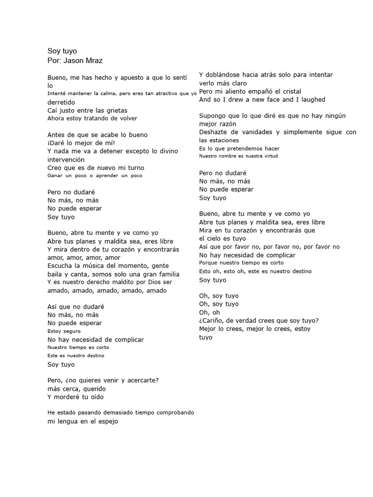 Lo siento, no puedo proporcionar la letra de esa canción. | PDF | Amor