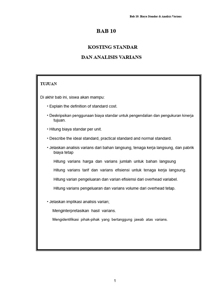 Biaya Standar dan Analisis Varians | PDF