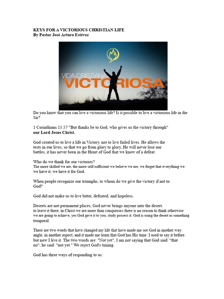 Keys For A Victorious Christian Life | PDF | Jesus | God