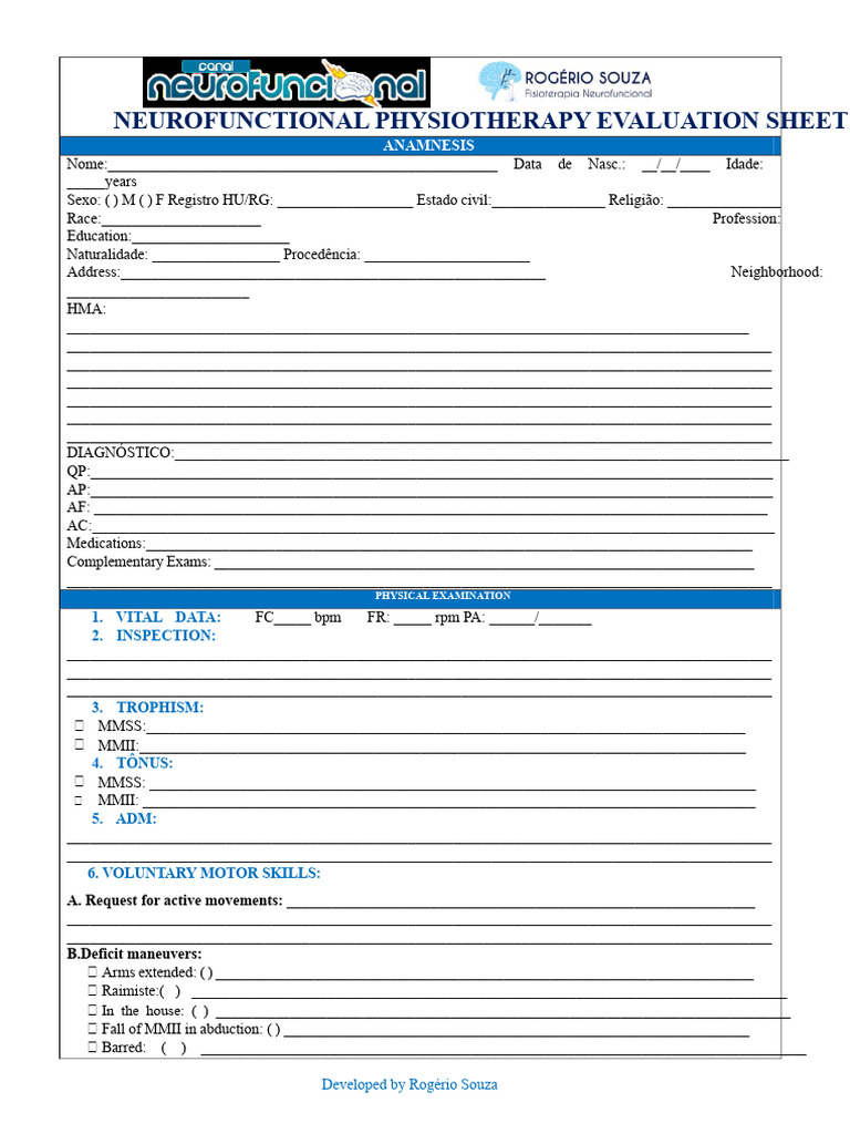 Generic Neurological Evaluation Form - Rogério Souza Canal ...