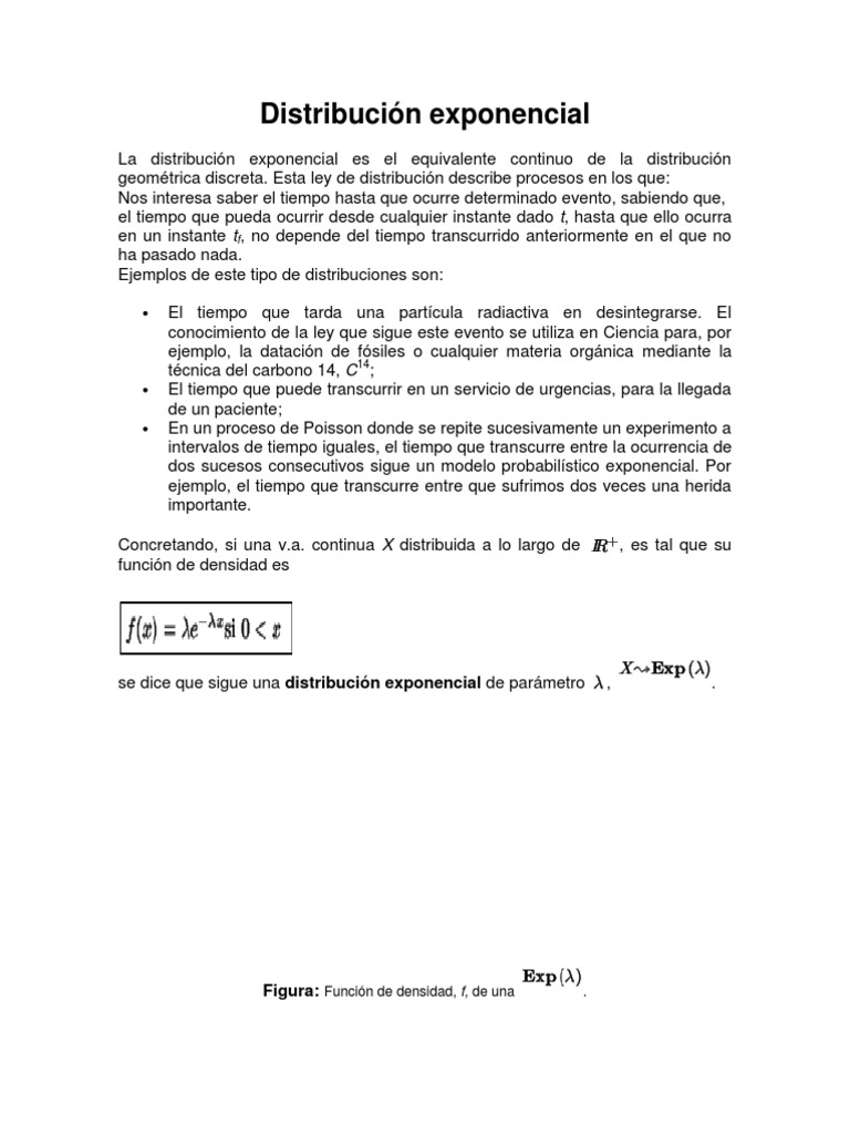 Aplicaciones y Ejemplos de Distribución Exponencial | PDF ...