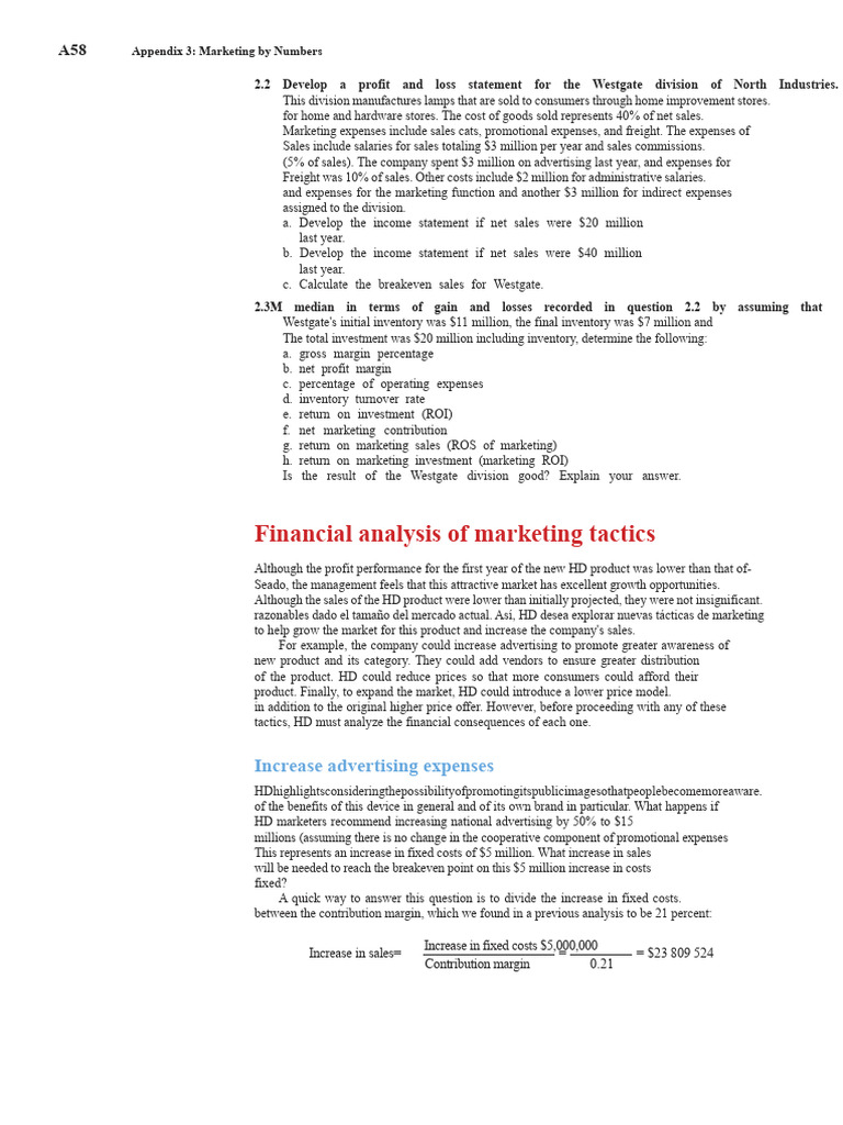 Marketing by Numbers Appendix 3. | PDF | Demand | Sales