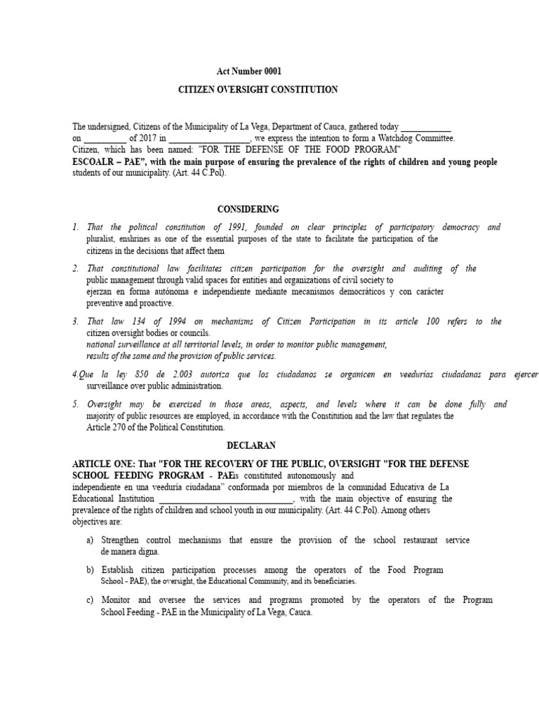 Constitution Model - Oversight - Pae-1 | PDF | Political Science ...
