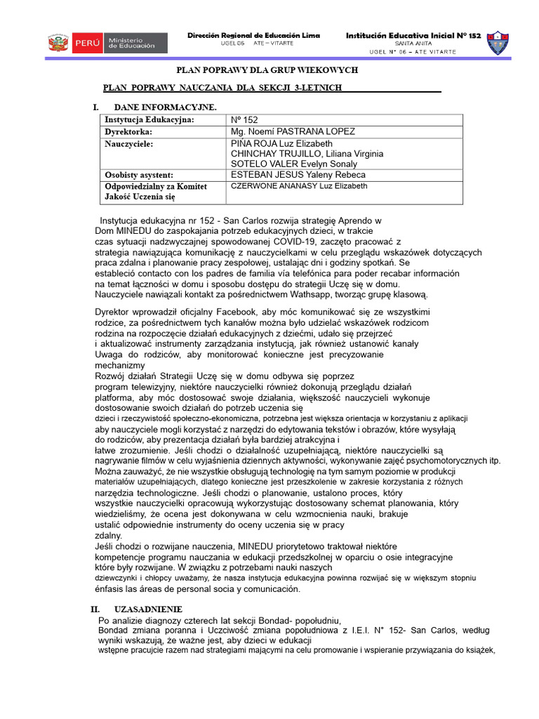 Plan Poprawy Dla Grupy Wiekowej | PDF