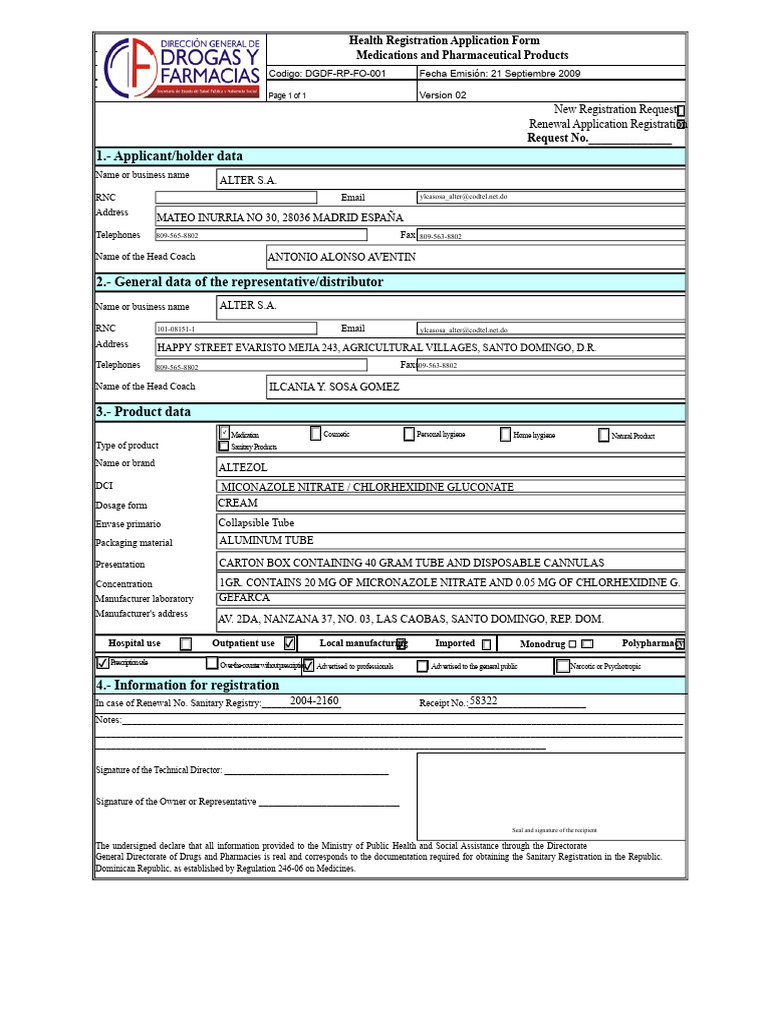 Health Registration Application Form | PDF | Health Care ...