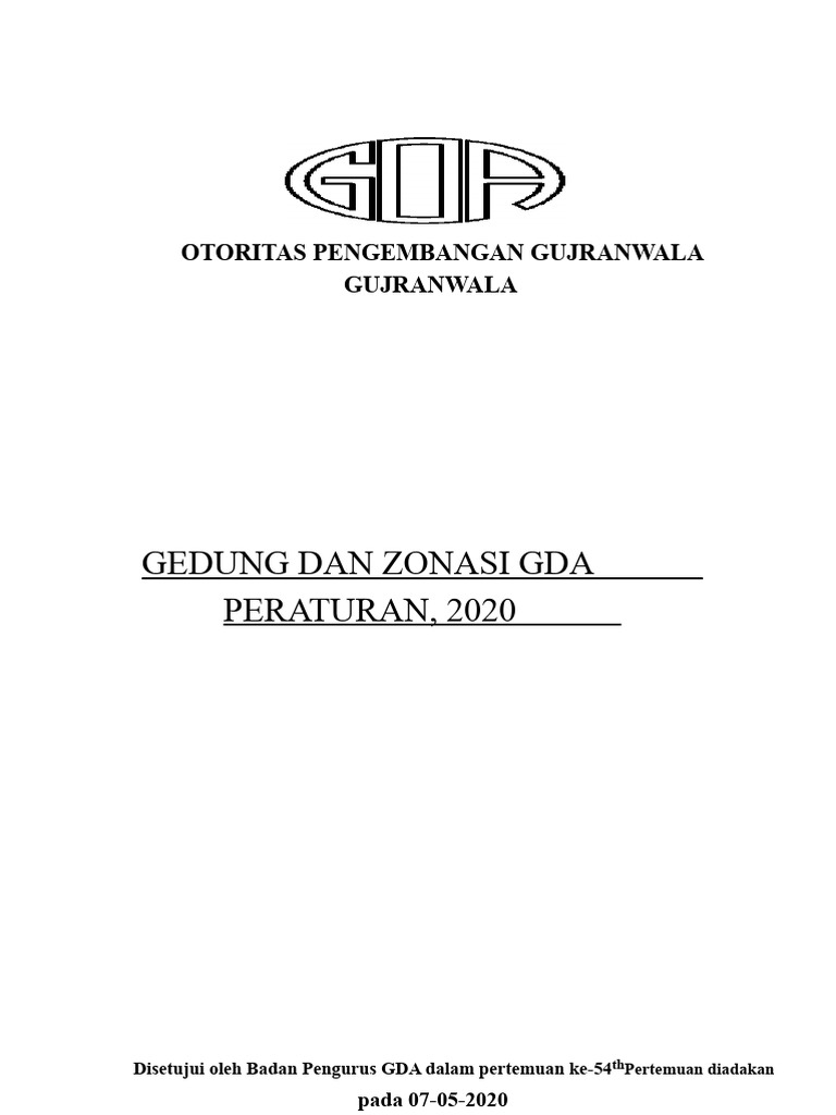 Regulasi Bangunan dan Zonasi GDA 2020 | PDF